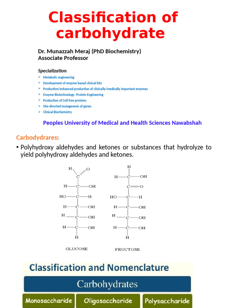 Lec 1 Classification of Carbohydrate | PDF | Carbohydrates | Glucose