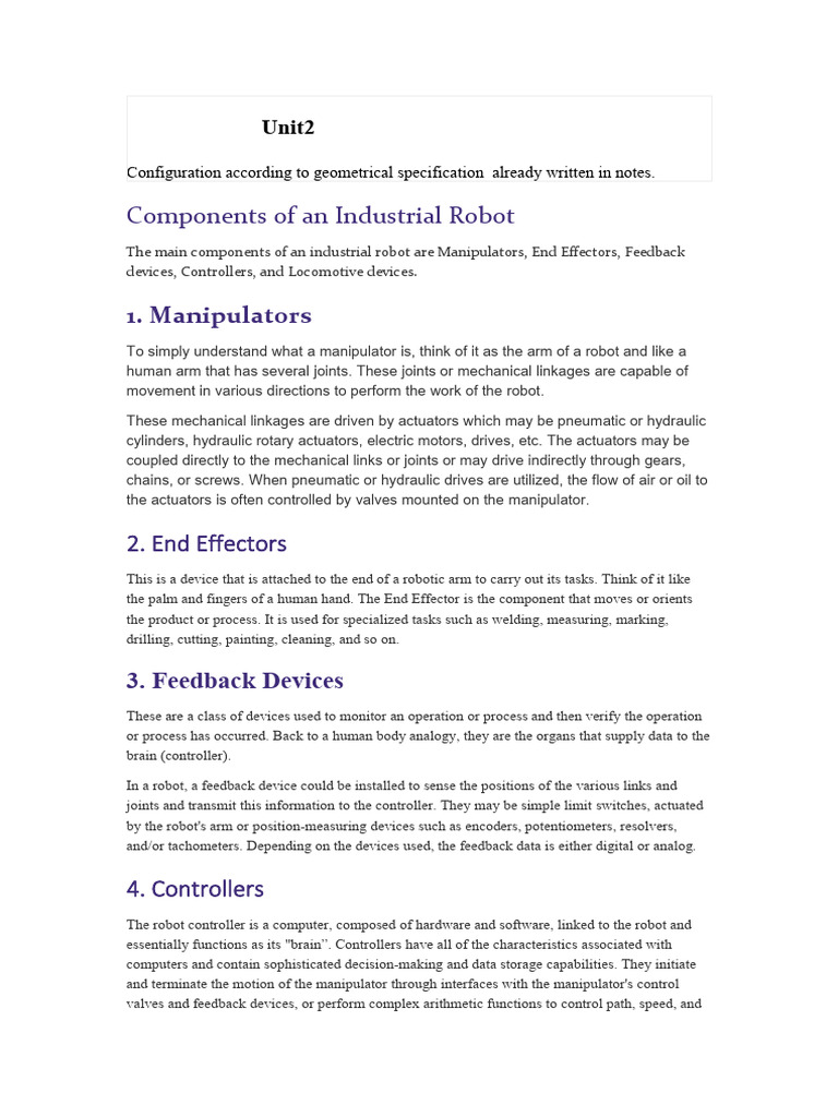 unit 2 | PDF | Actuator | Robotics