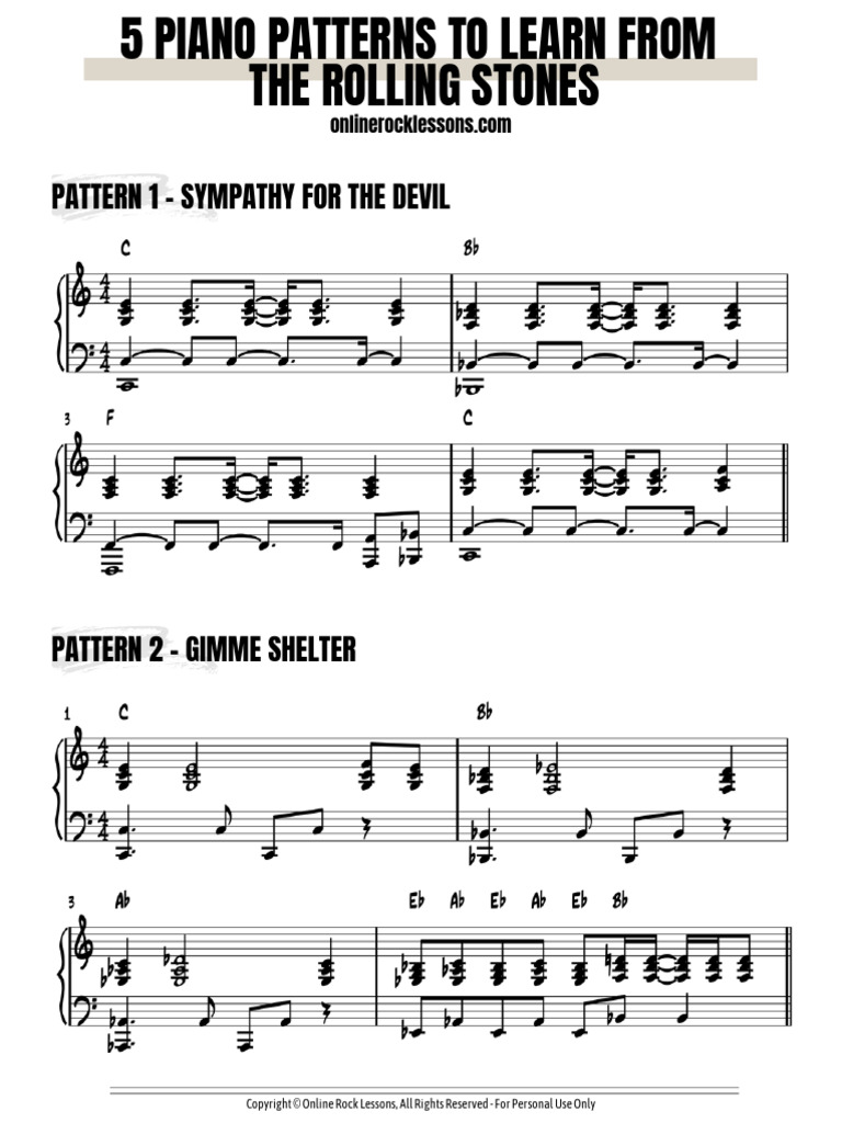 5 Piano Patterns Rolling Stones | PDF | Rock Music