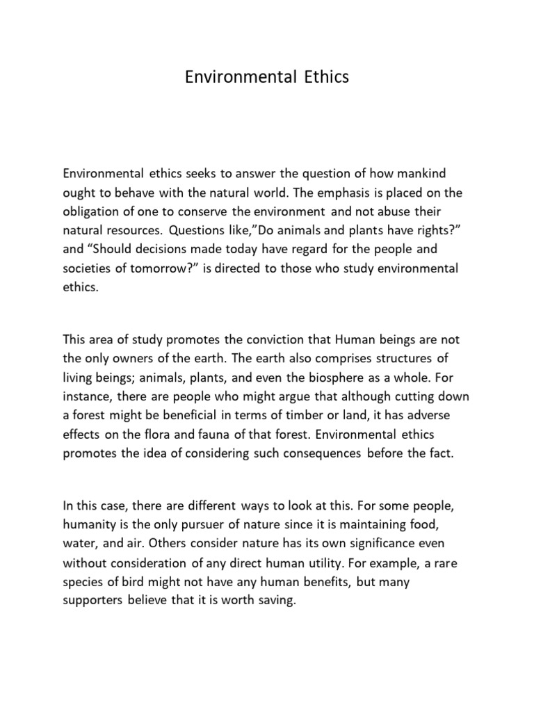 Environmental Ethics | PDF