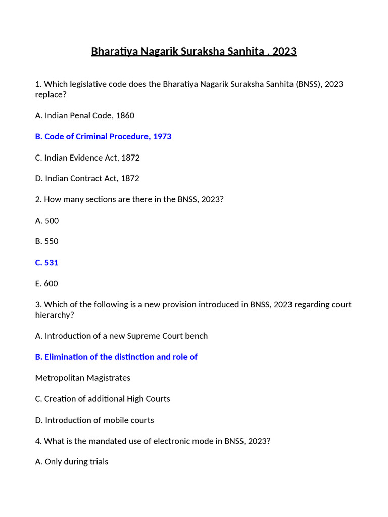 BNSS 2023: Key Provisions and Changes | PDF