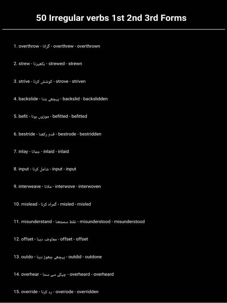 50 Irregular 1st 2nd 3rd Forms | PDF