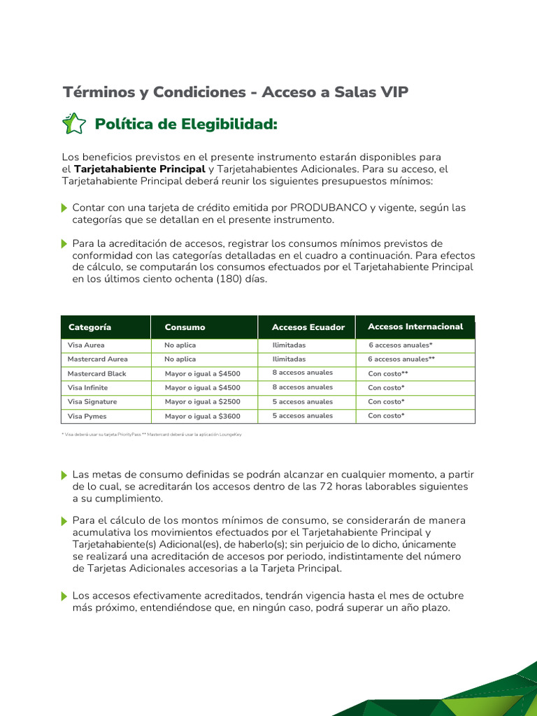 Salas Vip Te Rminos y Condiciones PDF | PDF | Bancos