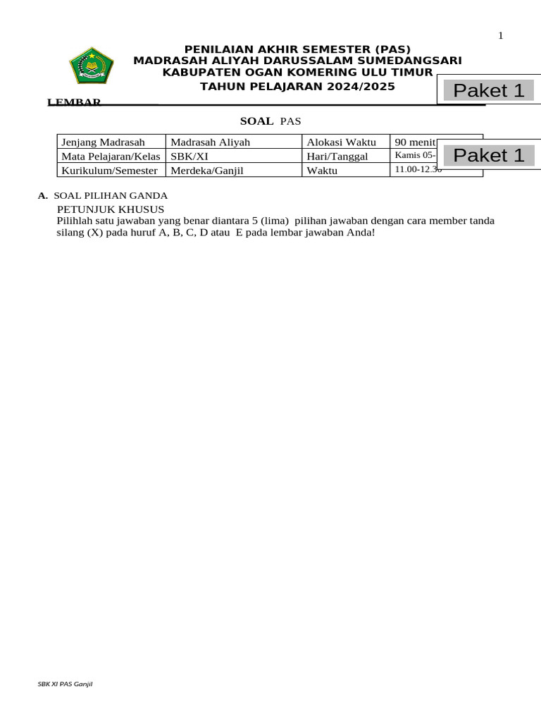 SOAL SBK 11 | PDF