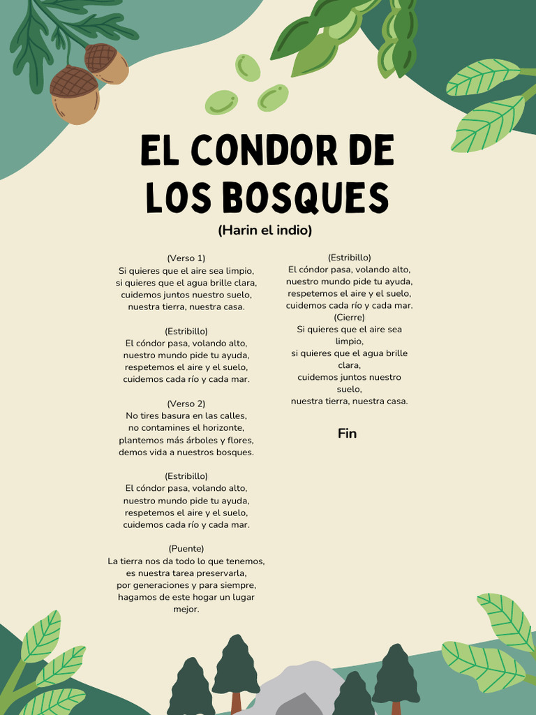Canción Del Medio Ambiente El Condor Del Bosque 5D | PDF
