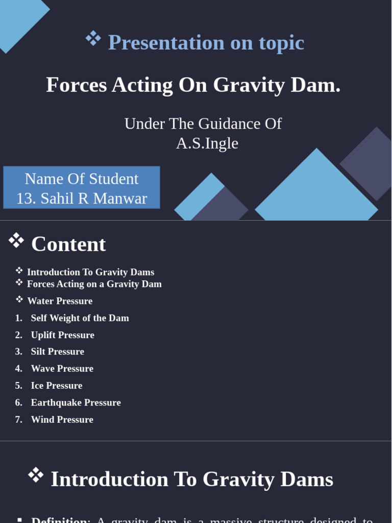 Forces on Gravity Dams Explained | PDF | Dam | Pressure
