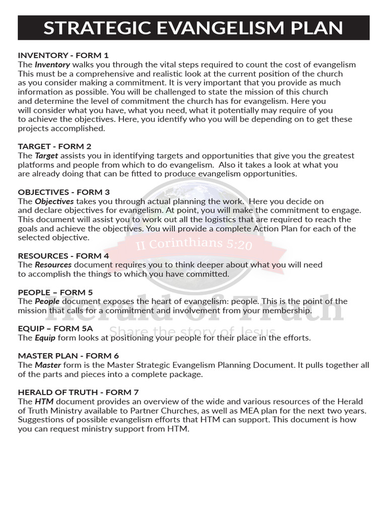 Strategic Evangelism Planning Guide | PDF | Jesus | Goal