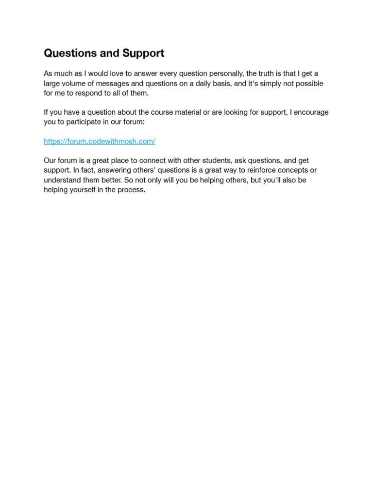 Course Support and Q&A Forum | PDF