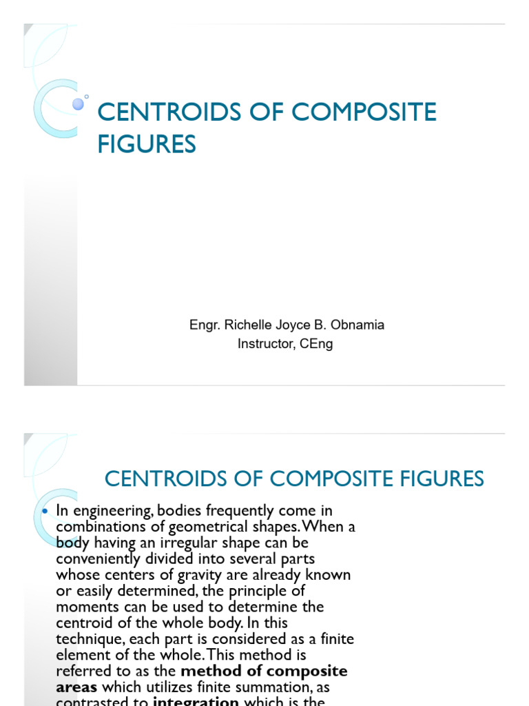 10.0 Centroids of Composite Figures | PDF | Cartesian Coordinate System ...