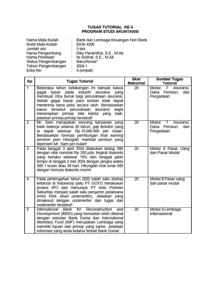 Tugas 3-Bank Dan Lembaga Keuangan Non Bank | PDF