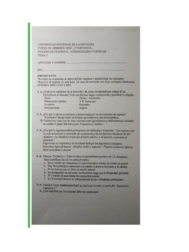 Modelos de Examen Filo 1 | PDF