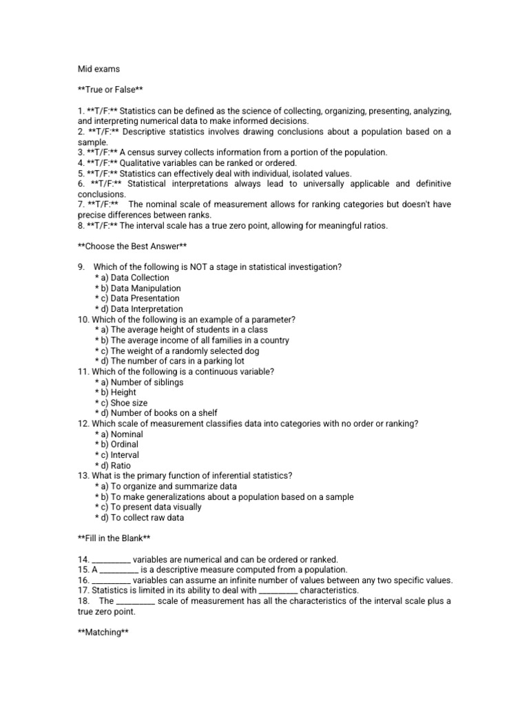 Statistic Chapter 1 Questions and Answers | PDF
