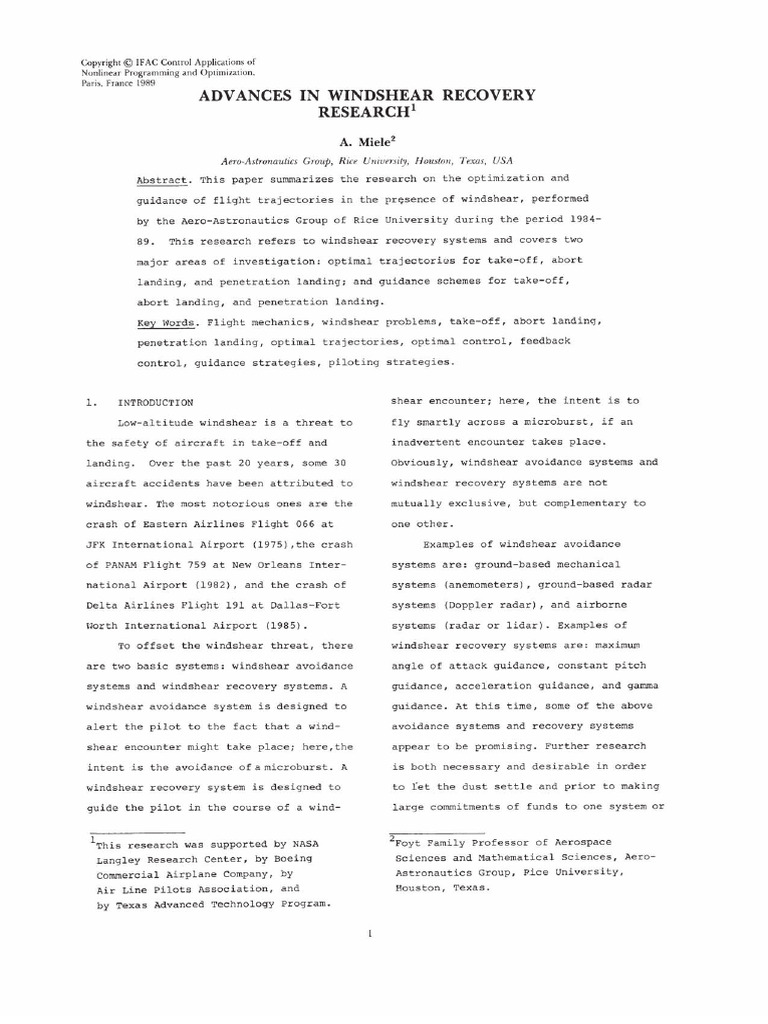 Advances-in-Windshear-Recovery-Research_1989_IFAC-Proceedings-Volumes | PDF | Aviation Safety ...