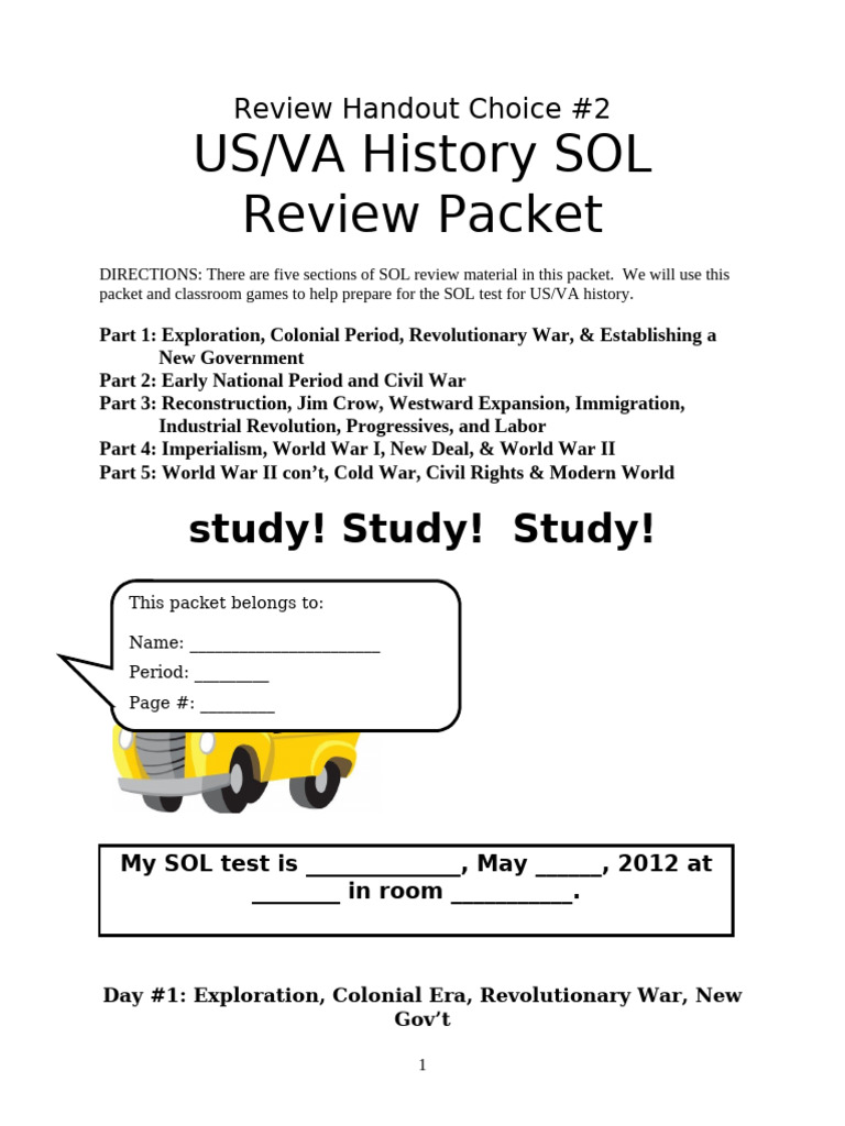 US/VA History SOL Review Packet | PDF | United States Declaration Of ...