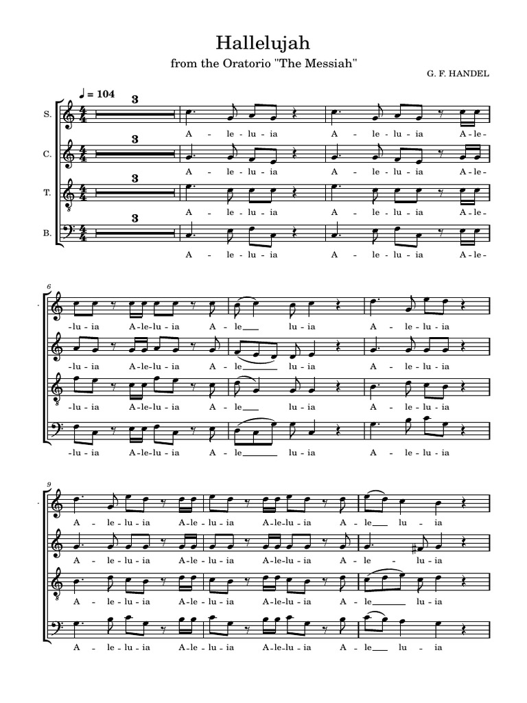 Hallelujah in C - G. F. Handel (Partitura) | PDF