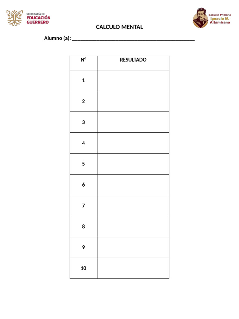 Ejercicios de Cálculo Mental | PDF
