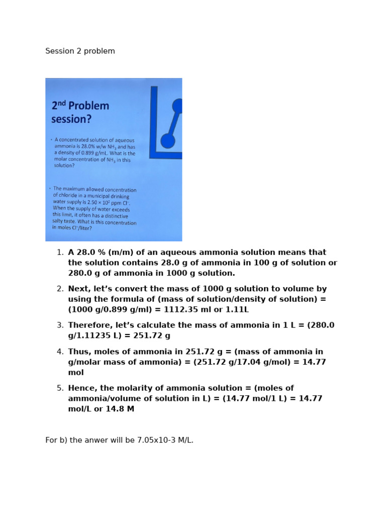 Session 2 Problems | PDF | Mole (Unit) | Physical Quantities