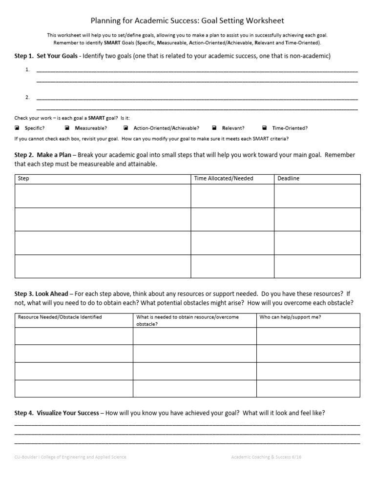 Goal Setting Worksheet | PDF | Goal | Goal Setting