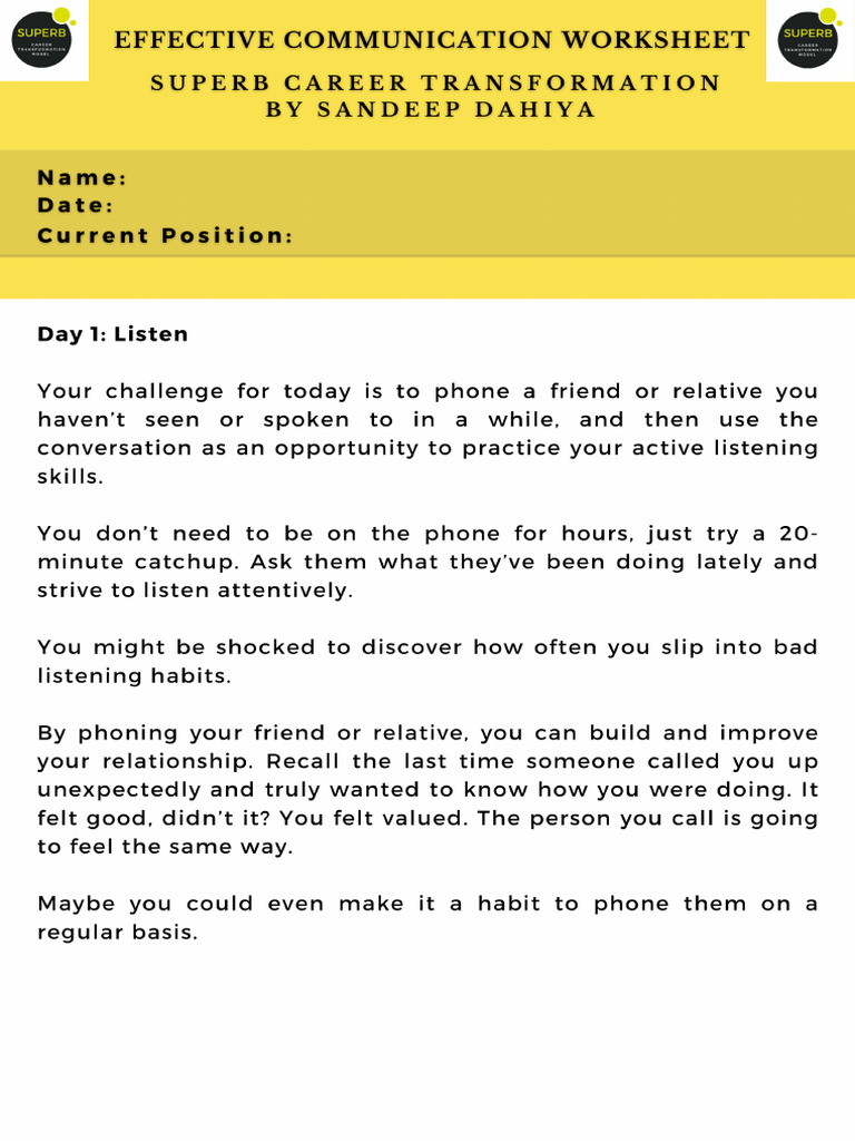 Effective Communication Exercises | PDF