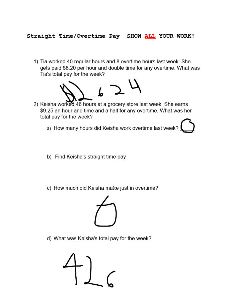 Calculating Straight and Overtime Pay | PDF