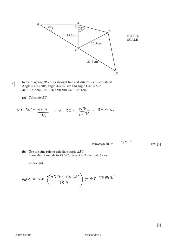 Trigonometry in Triangles Solved | PDF | Triangle | Geometric Measurement