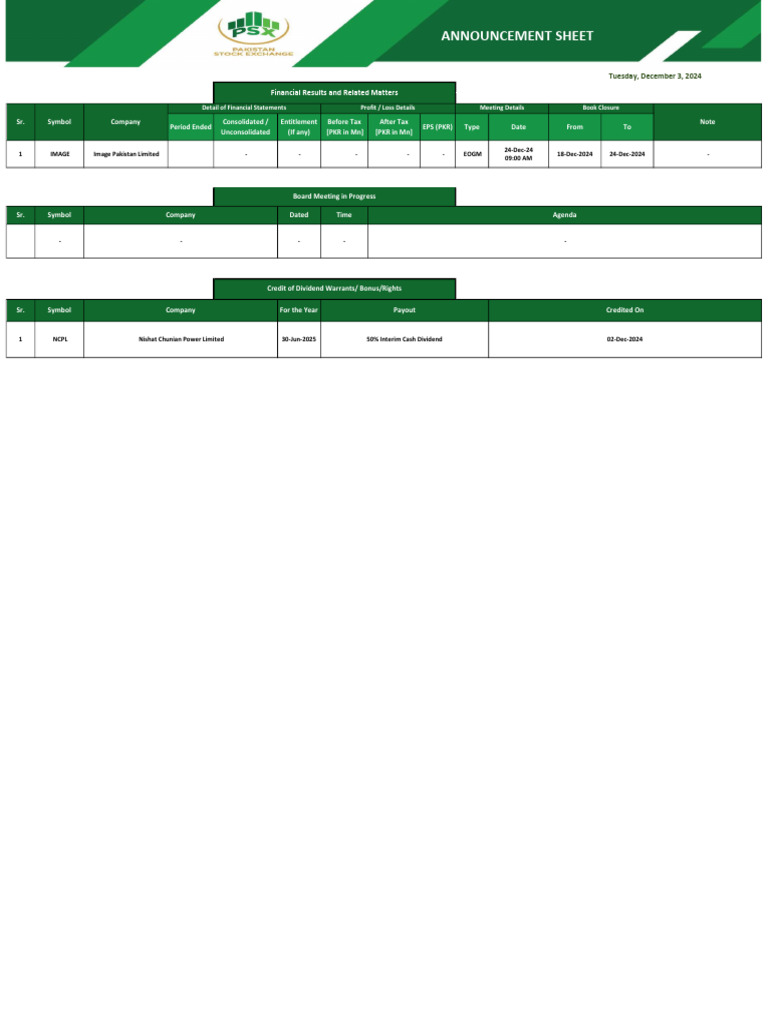 announce_202403dec | PDF | Dividend | Taxes