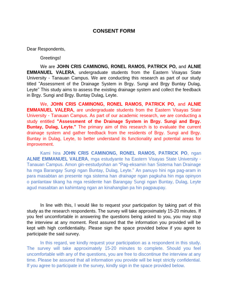 CONSENT FORM 1 | PDF