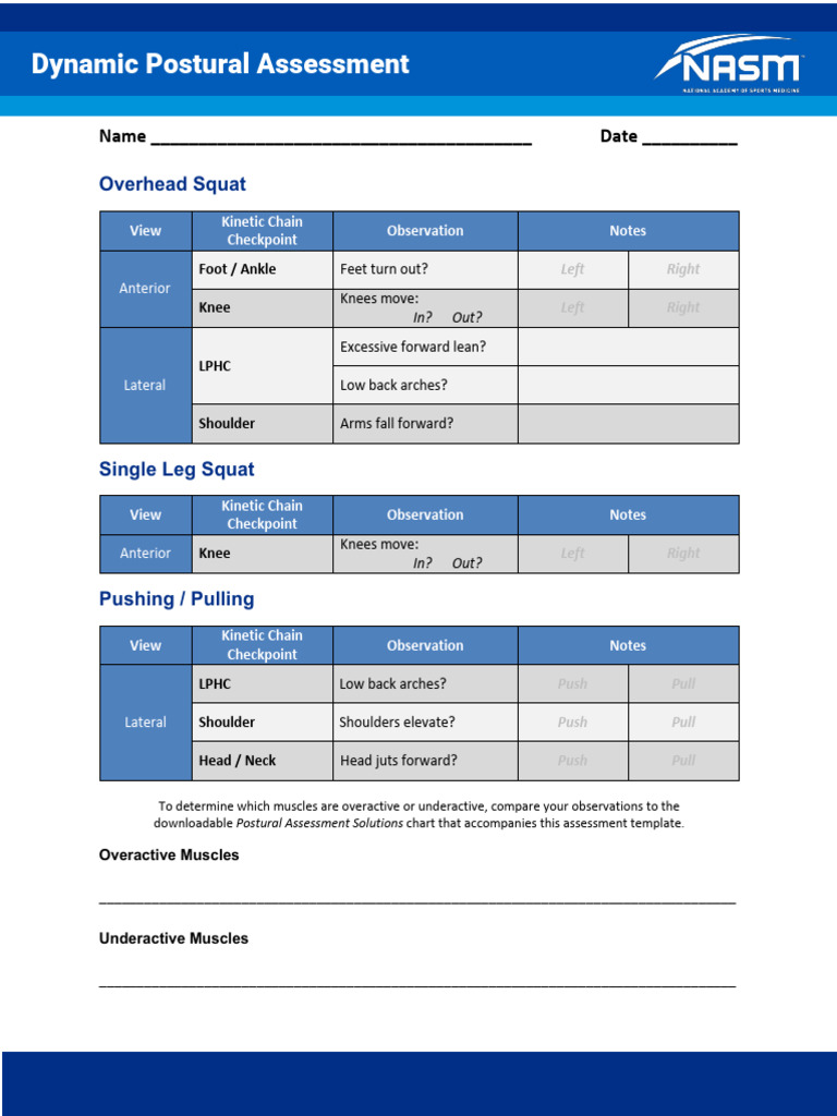 CPT7 Dynamic-Posture Assessment Template | PDF