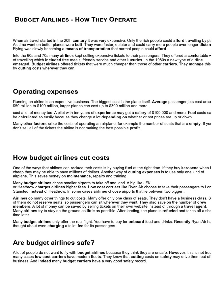 Budget+Airlines+ +How+Low+Cost+Carriers+Operate | PDF | Low Cost ...