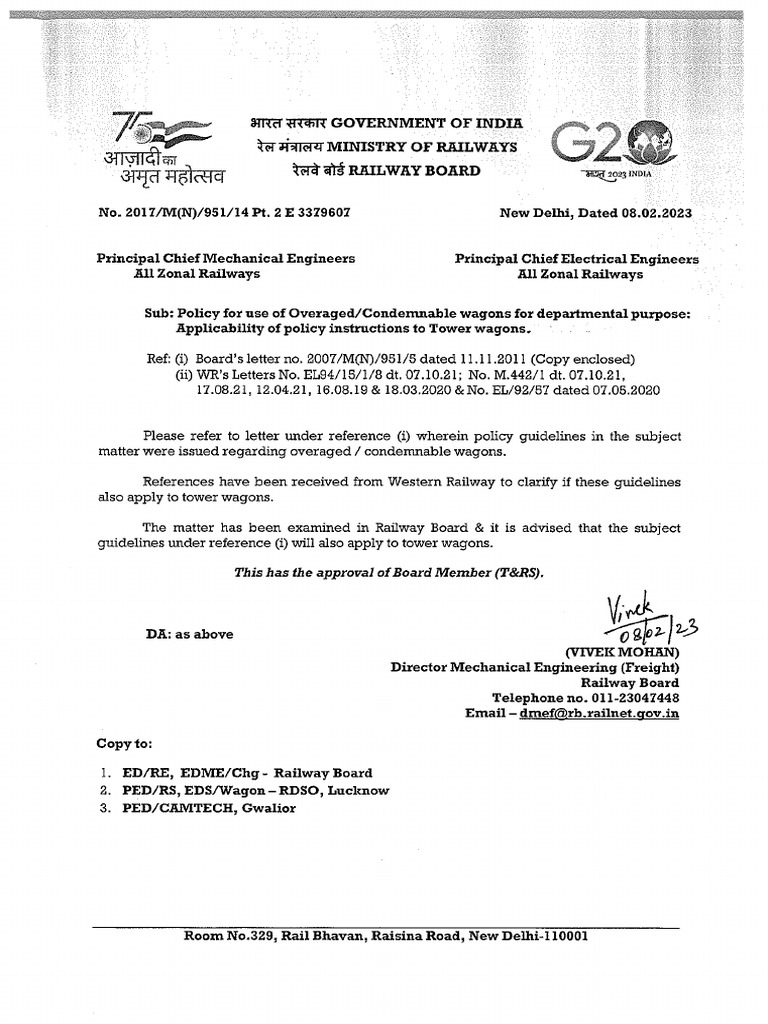 LTR - Policy For Use of OveragedCondemnable Wagons For Departmental ...