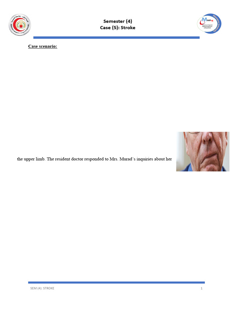 Sem4, Case 5, Stroke (Student Version) | PDF | Stroke | Clinical Medicine