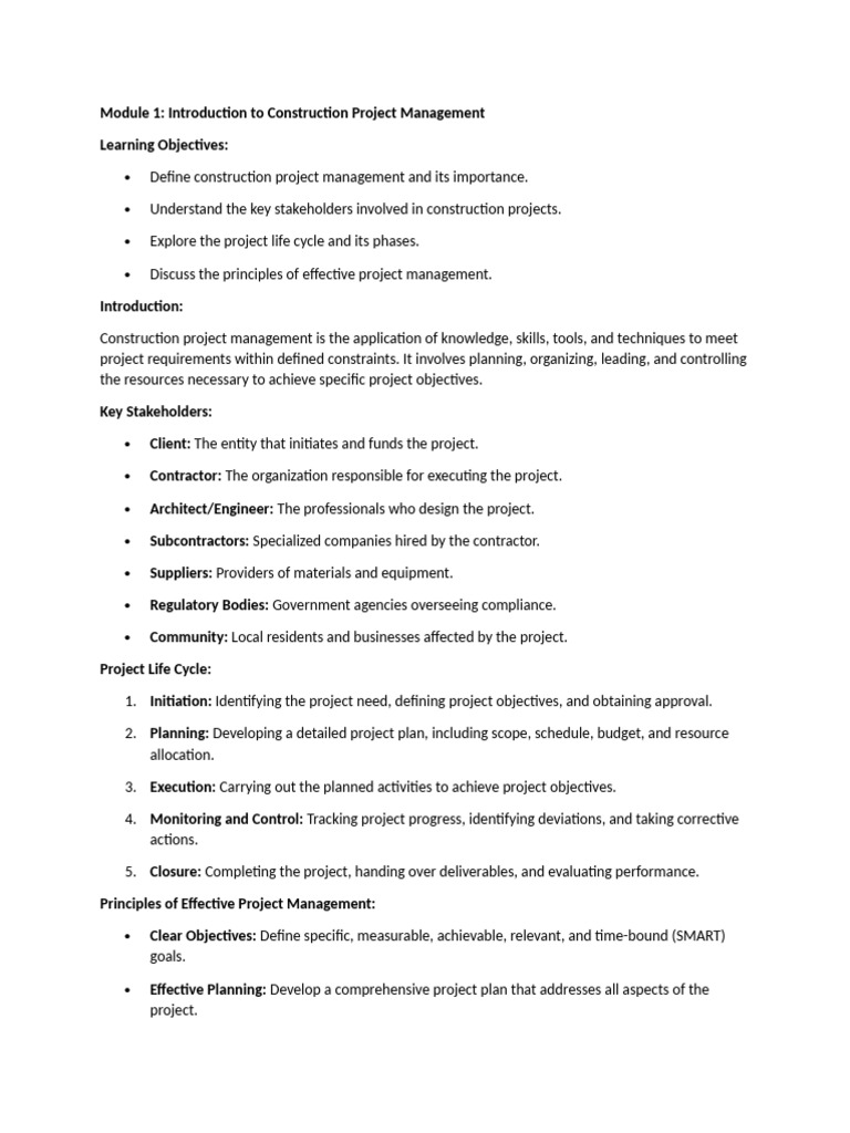 Construction Project Management Basics | PDF | Project Management | Business