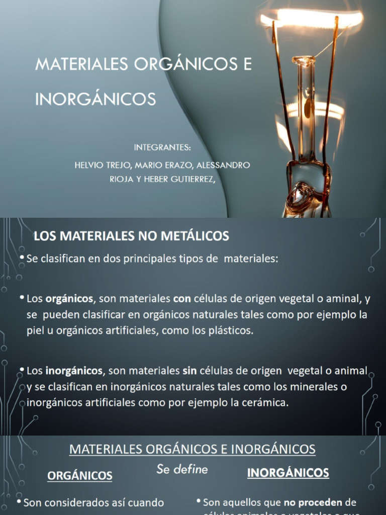 Materiales Orgánicos e Inorgánicos 1 | PDF
