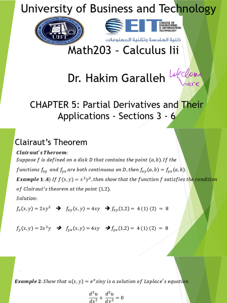 CHAPTER 5: Partial Derivatives and Their Applications - Sections 3 - 6 ...