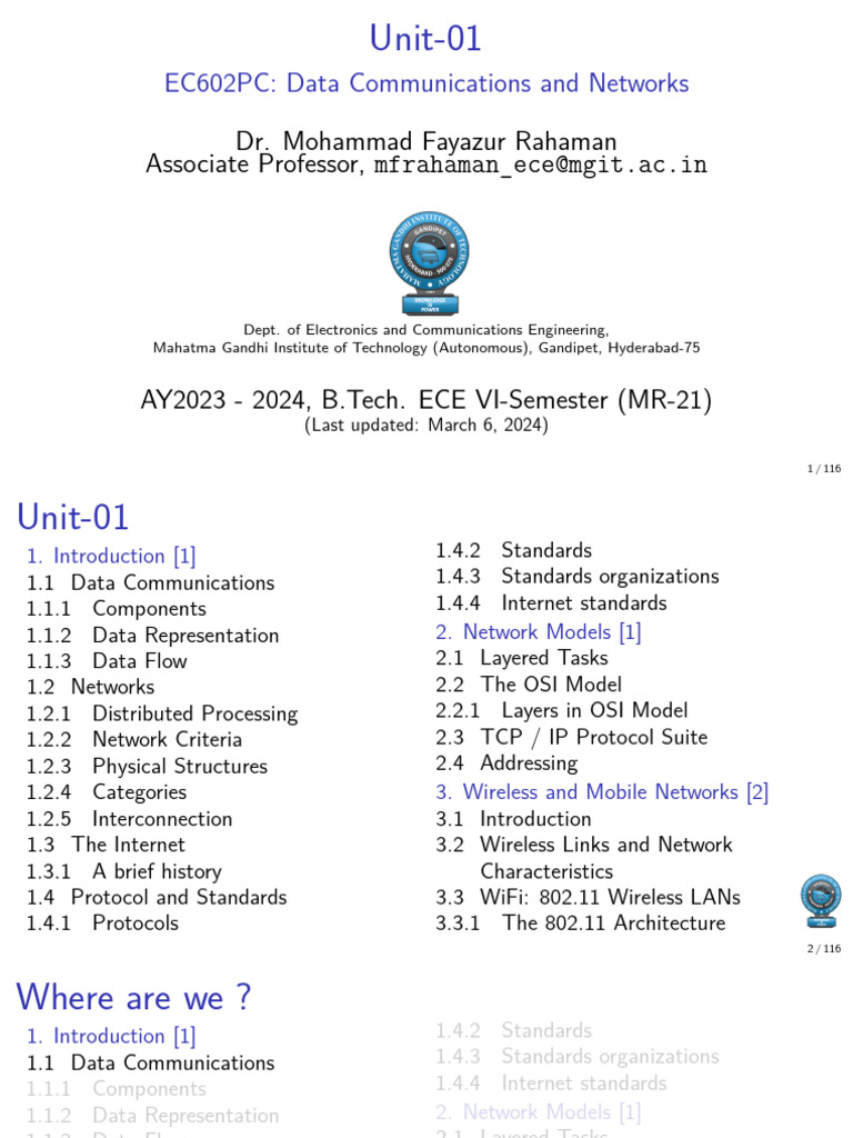 01-DCN-Unit | PDF | Computer Network | Osi Model