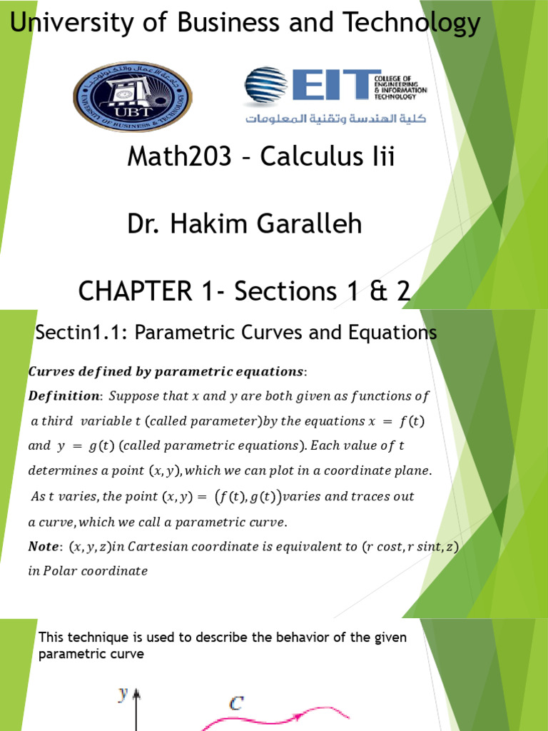 Calculus III: Parametric Curves | PDF
