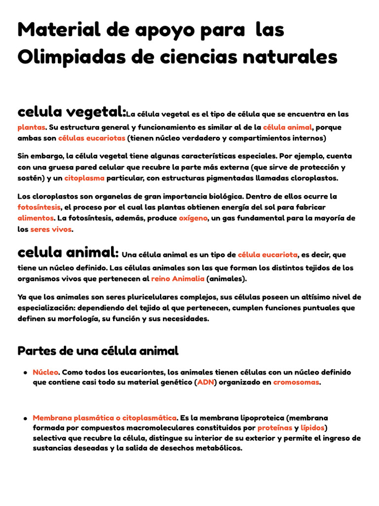 Guía de Células para Olimpiadas | PDF | Biología Celular) | Citoplasma