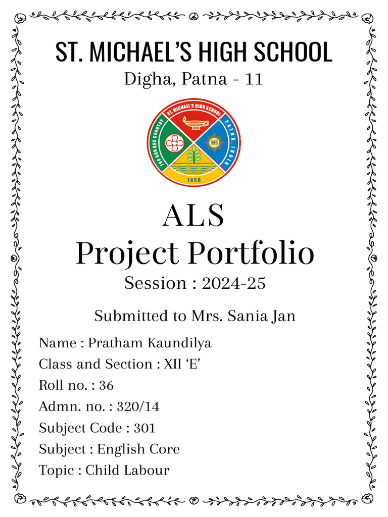 Child Labour Project Portfolio 2024-25 | PDF