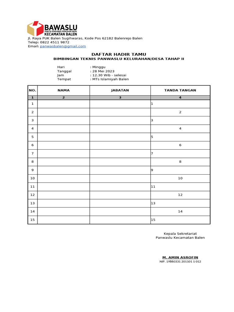Daftar Hadir Tamu | PDF