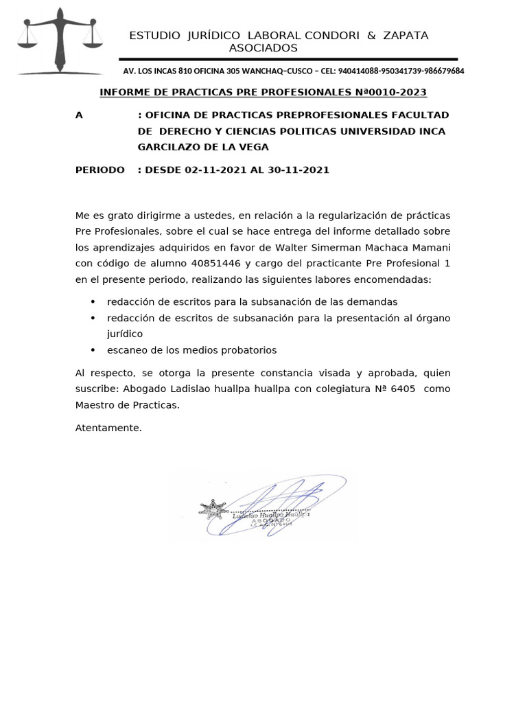 Practicas Mes de Noviembre Walter Simerman Machaca Mamani | PDF