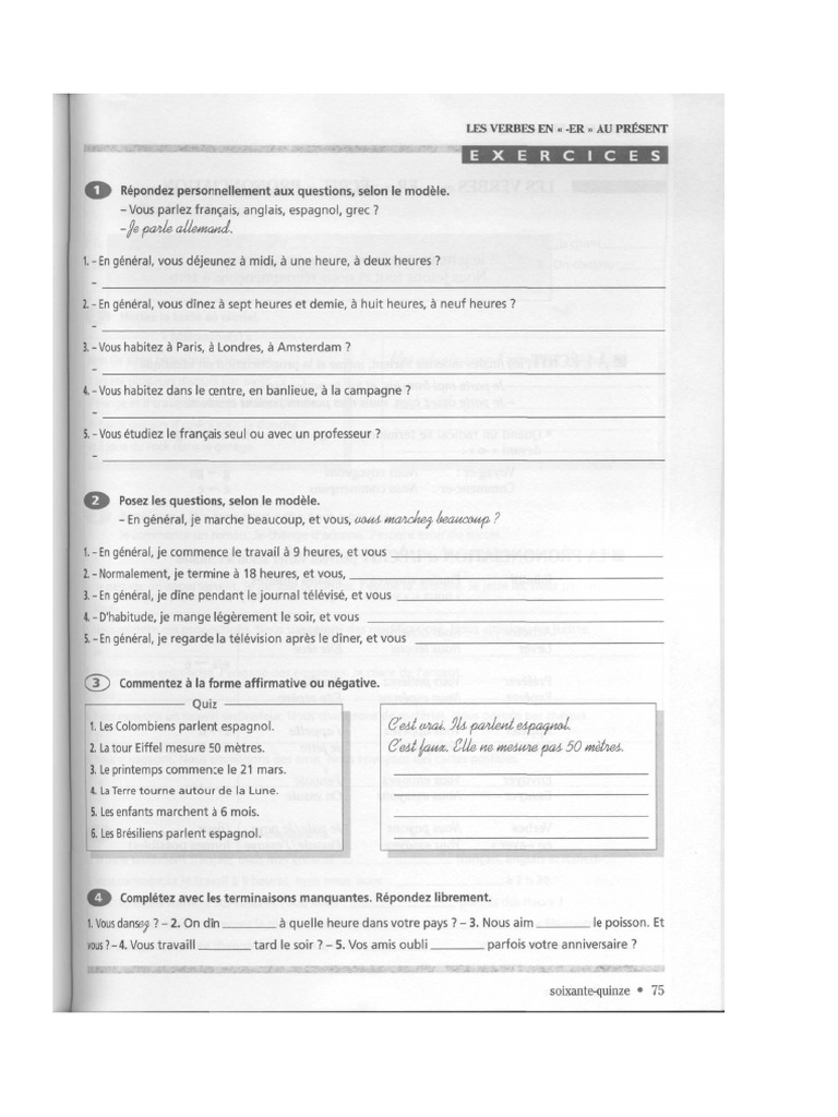 Exercices Verbes ER | PDF