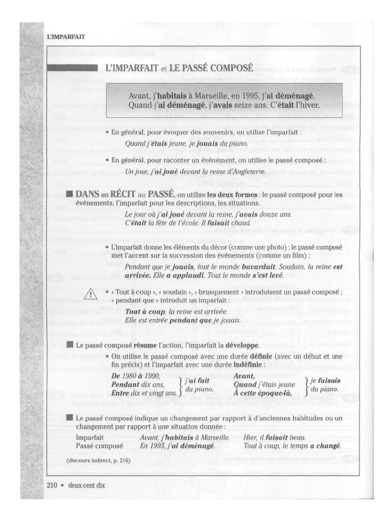 IMPARFAIT Vs PASSÉ COMPOSÉ | PDF