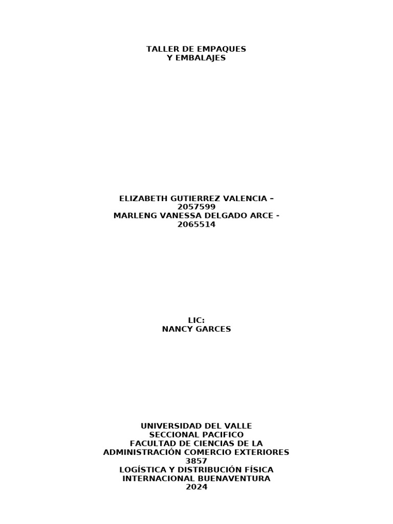 Tipos De Carga Y Empaques En Logística Pdf El Plastico Papel