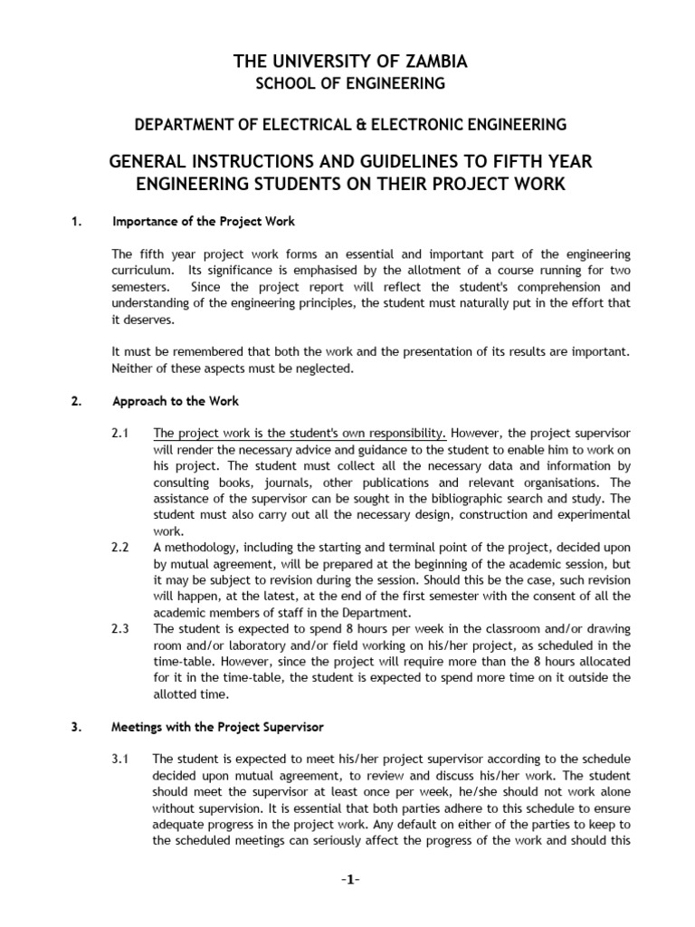 Project Guidelines for Engineering Students | PDF