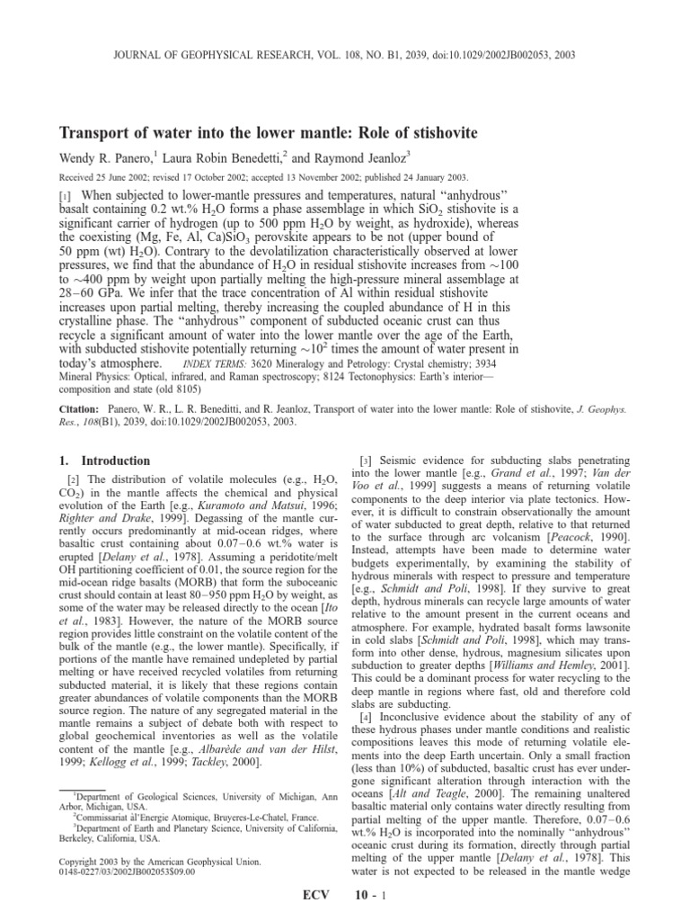 Wendy R. Panero, Laura Robin Benedetti and Raymond Jeanloz - Transport ...