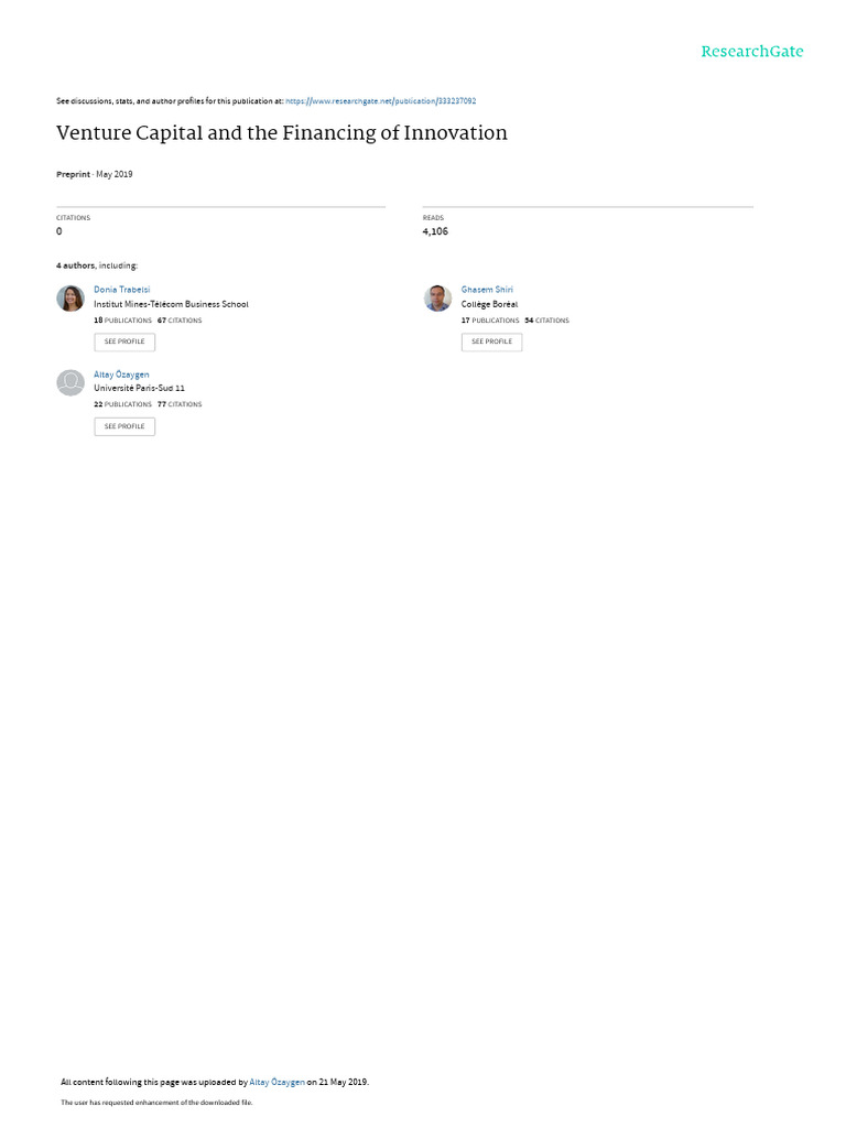 V3 Venture Capitalandthefinancingofinnovation | PDF | Venture Capital ...