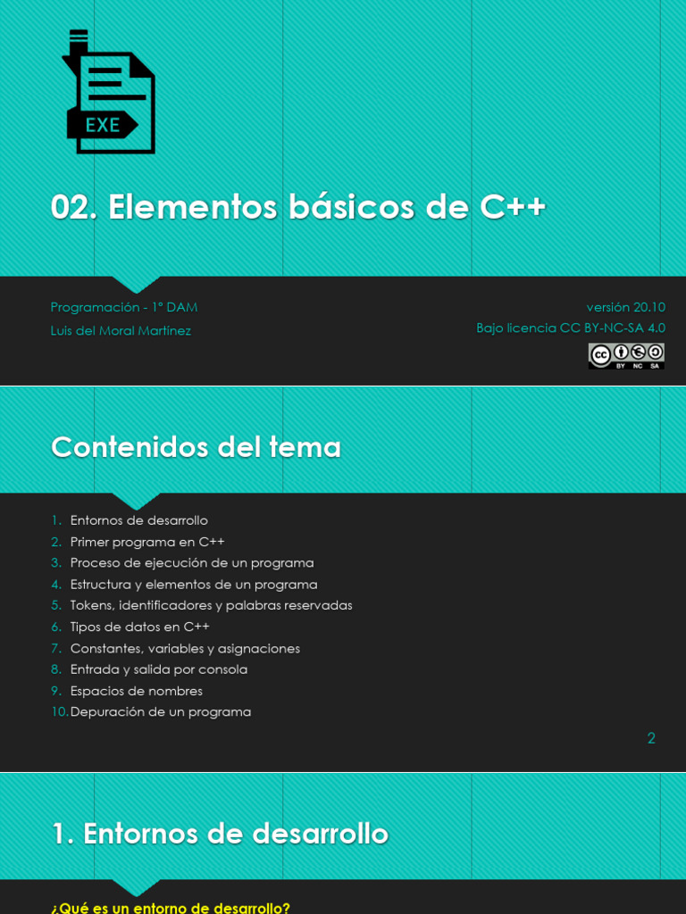 Tema02-Elementos_basicos_C++ | PDF | C ++ | Entorno de desarrollo integrado