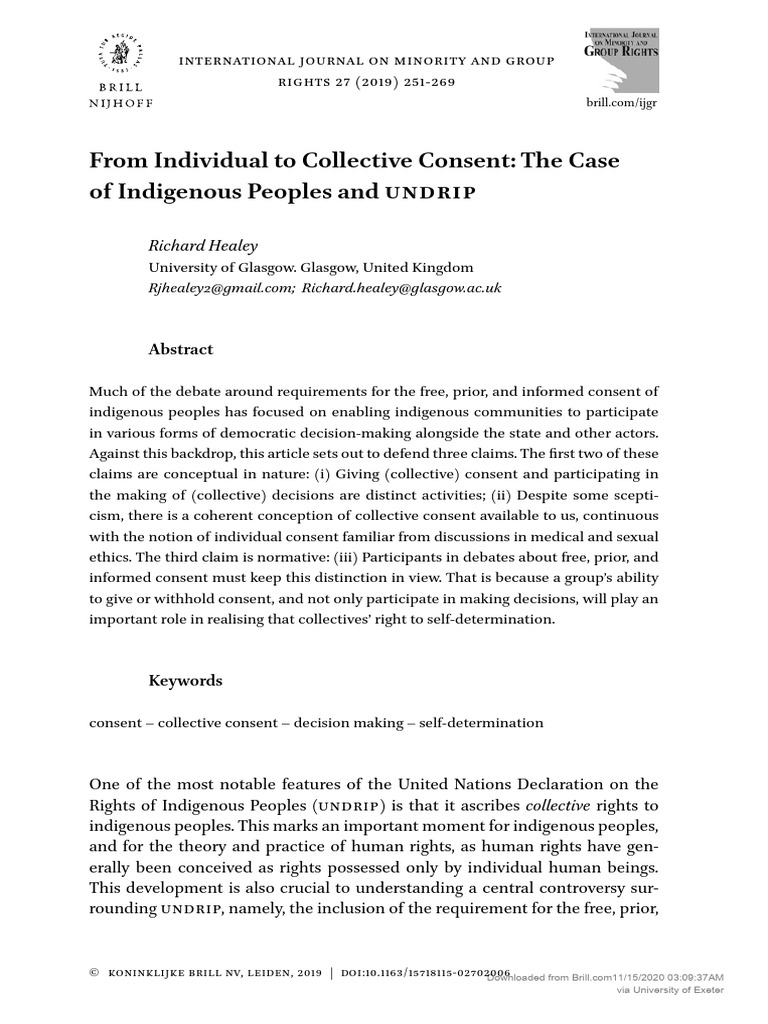 Collective Consent and Indigenous Rights | PDF | Rights | Intention