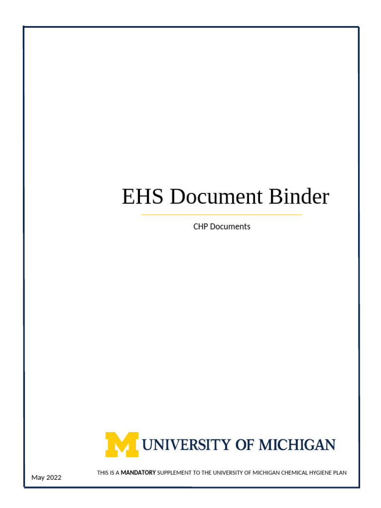 EHS Document Binder | PDF | Laboratories | Personal Protective Equipment