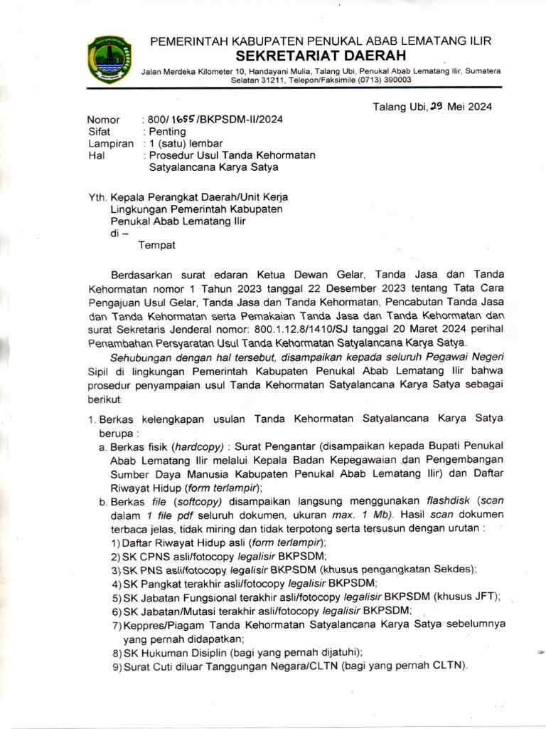 PROSEDUR USUL TANDA KEHORMATAN SATYALANCANA KARYA SATYA038 | PDF PROSEDUR USUL TANDA KEHORMATAN SATYALANCANA KARYA SATYA038 | PDF